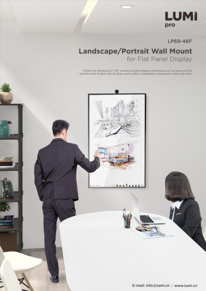 Landscape/Portrait Wall Mount for Interactive Display/Flat Panel ...