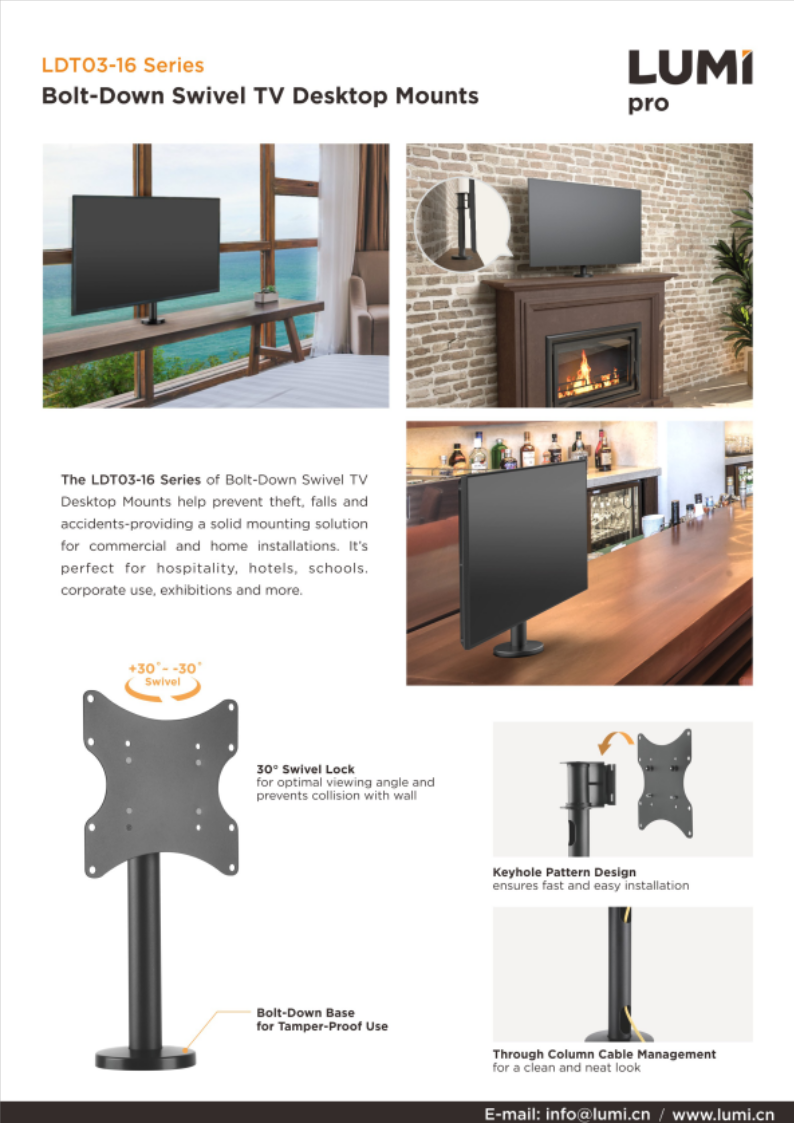 Swivel Bolt-Down Desktop TV Mount Supplier and Manufacturer- LUMI