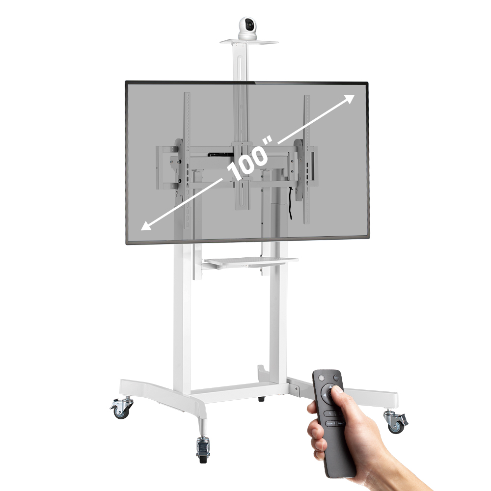 Deluxe Motorized Large TV Cart with Tilt, Equipment Shelf and Camera ...