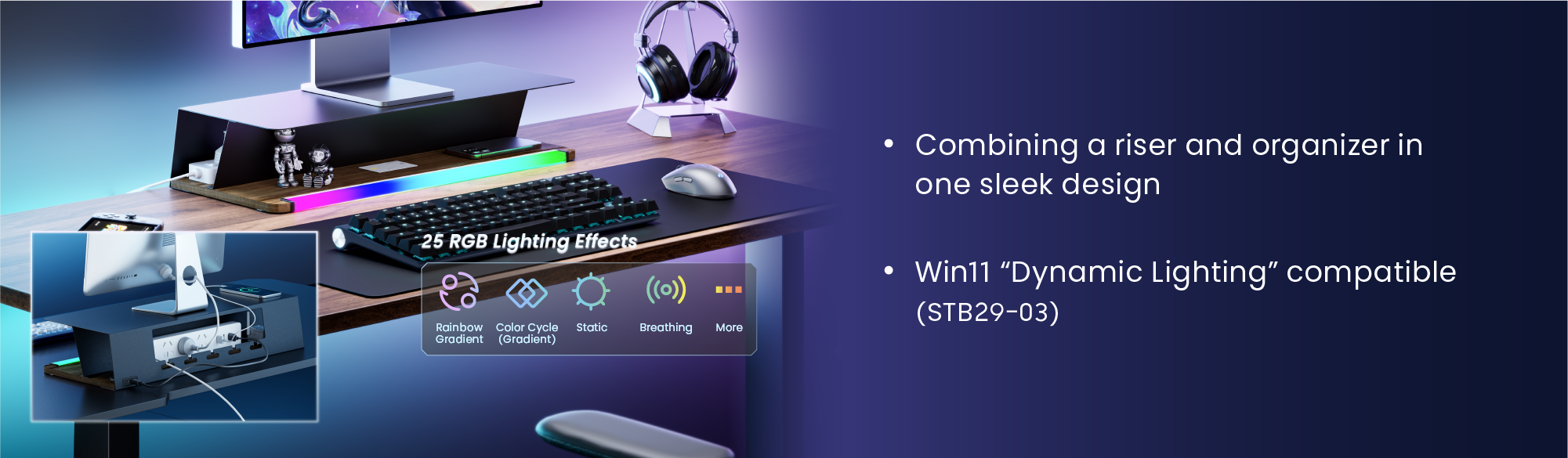 China RGB Gaming Monitor Risers with Cable Trays Supplier and ...